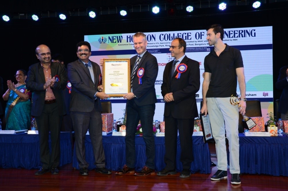 Award for Filing Highest Number of Patents 2019-20 Presented to NHCE - New Horizon College of ...
